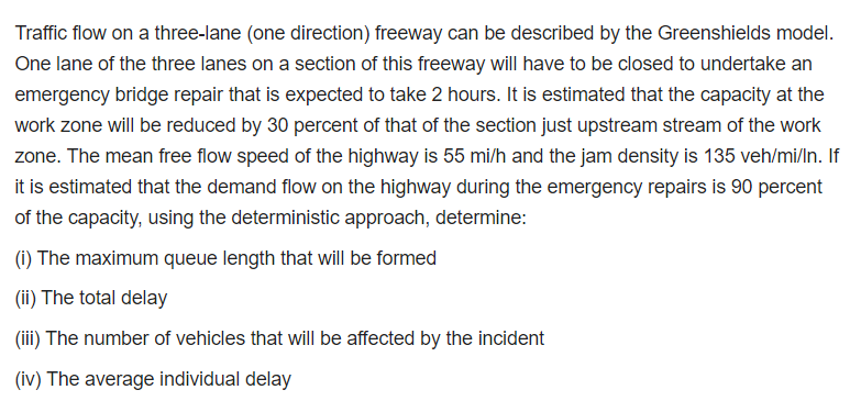 Solved Traffic flow on a three-lane (one direction) freeway | Chegg.com