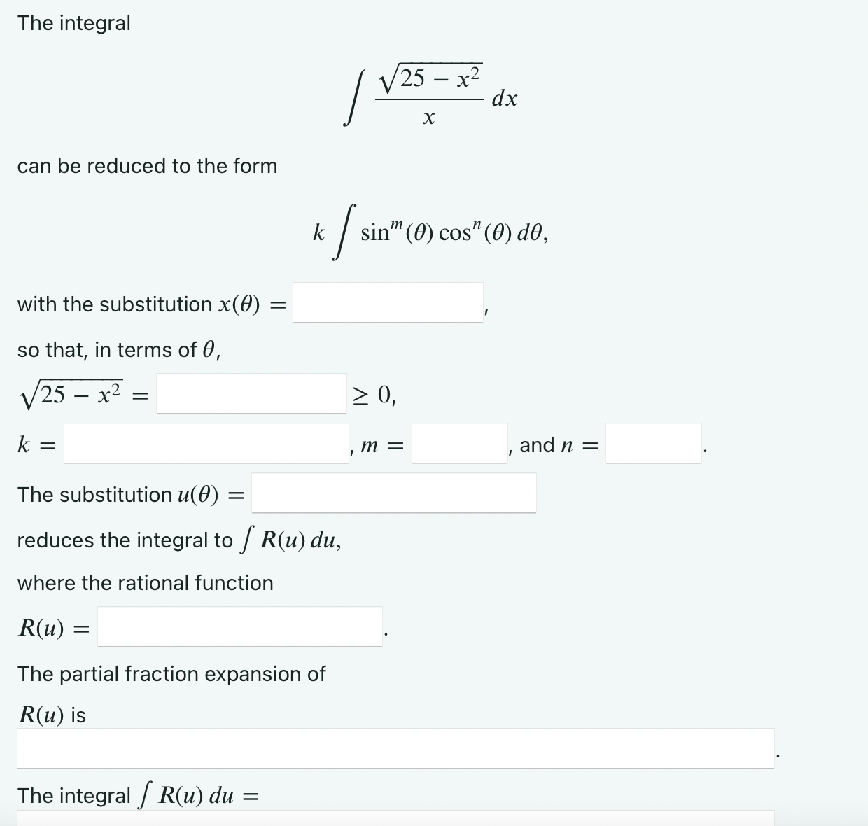 Solved The integral\\n\\\\int | Chegg.com