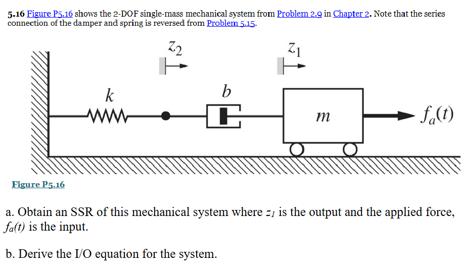 Solved 5.16 ﻿Figure P5.16 ﻿shows the 2-DOF single-mass | Chegg.com