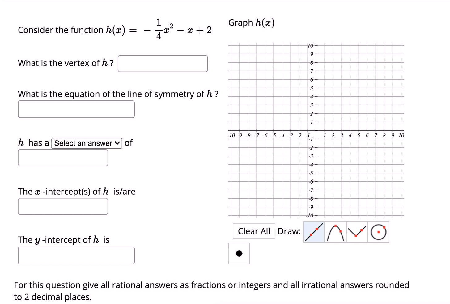 Solved 1 2 Graph h(2) Consider the function h(2) = X + 2 10+ | Chegg.com