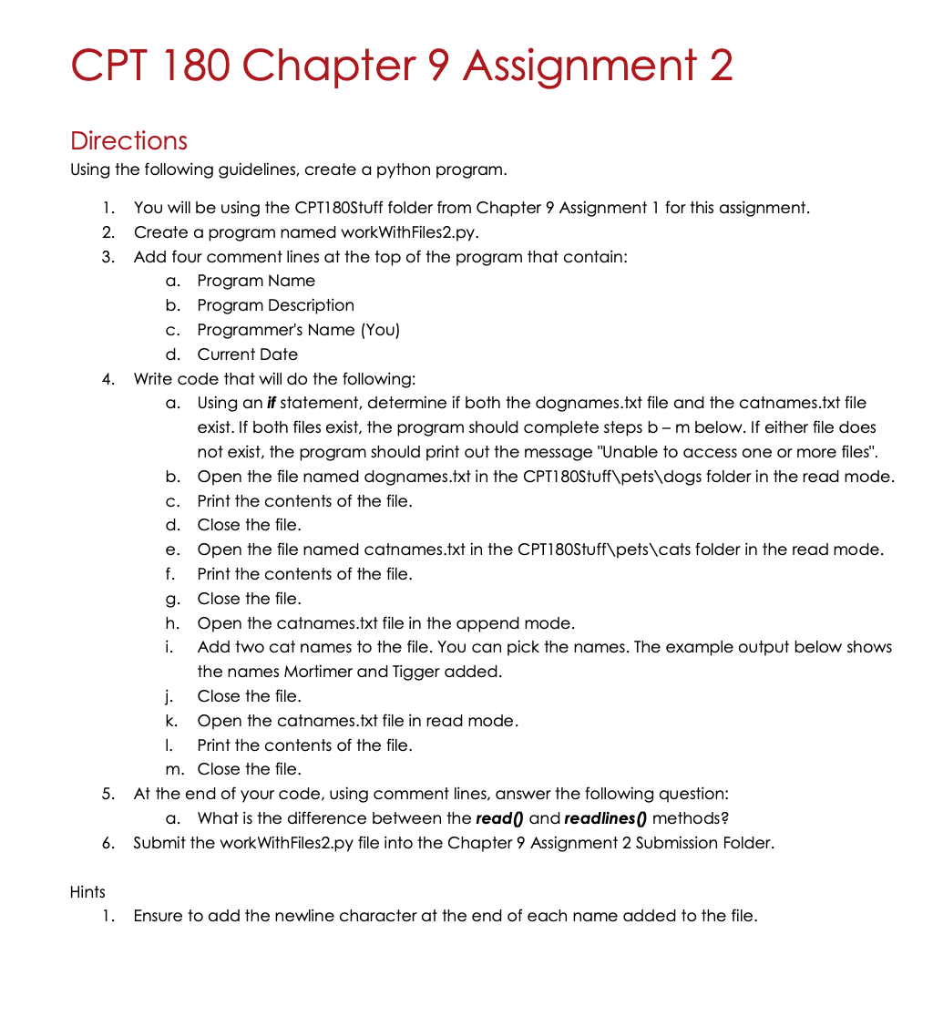 Solved Cpt 180 Chapter 9 Assignment 1 Directions Using The 