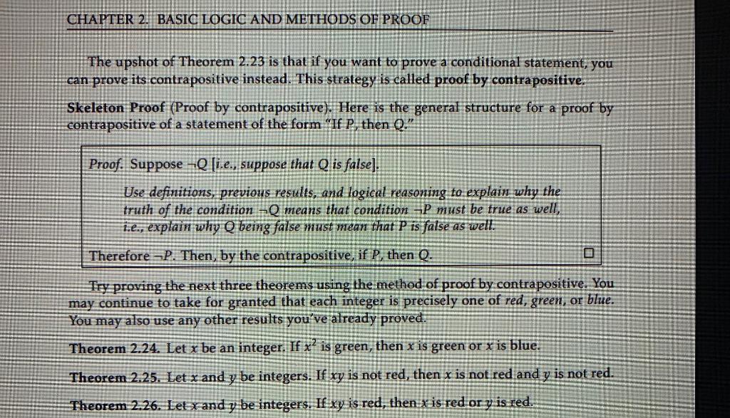 Solved CHAPTER 2. BASIC LOGIC AND METHODS OF PROOF The | Chegg.com
