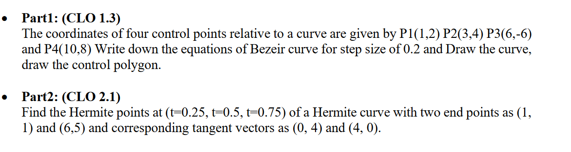 Solved Part1: (CLO 1.3) The coordinates of four control | Chegg.com