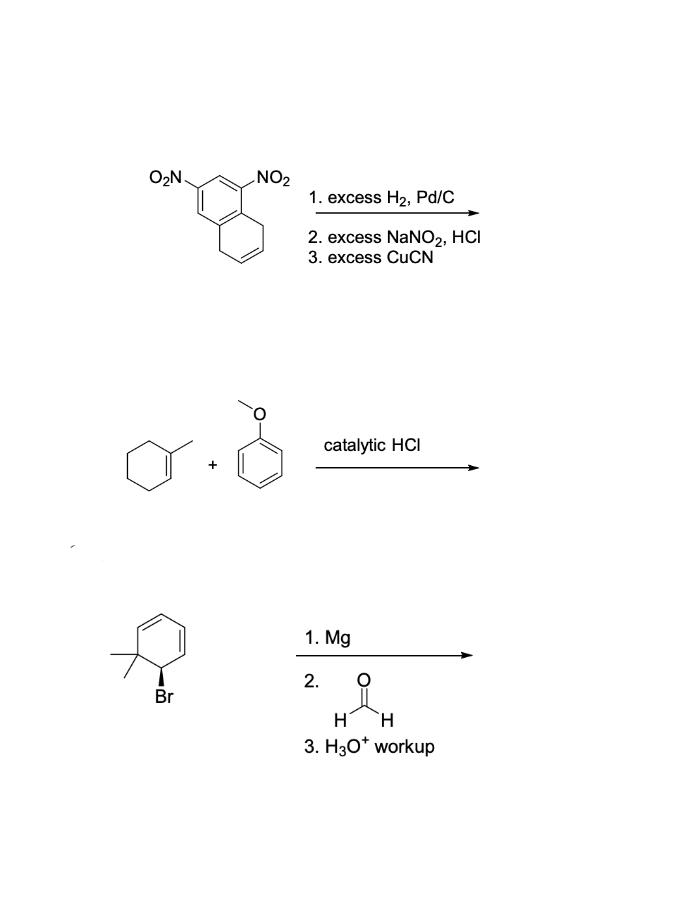 Solved ON NO2 1. excess H2, Pd/C 2. excess NaNO2, HCI 3. | Chegg.com