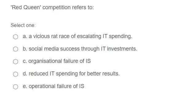 Solved 'Red Queen' competition refers to: Select one: a. a | Chegg.com