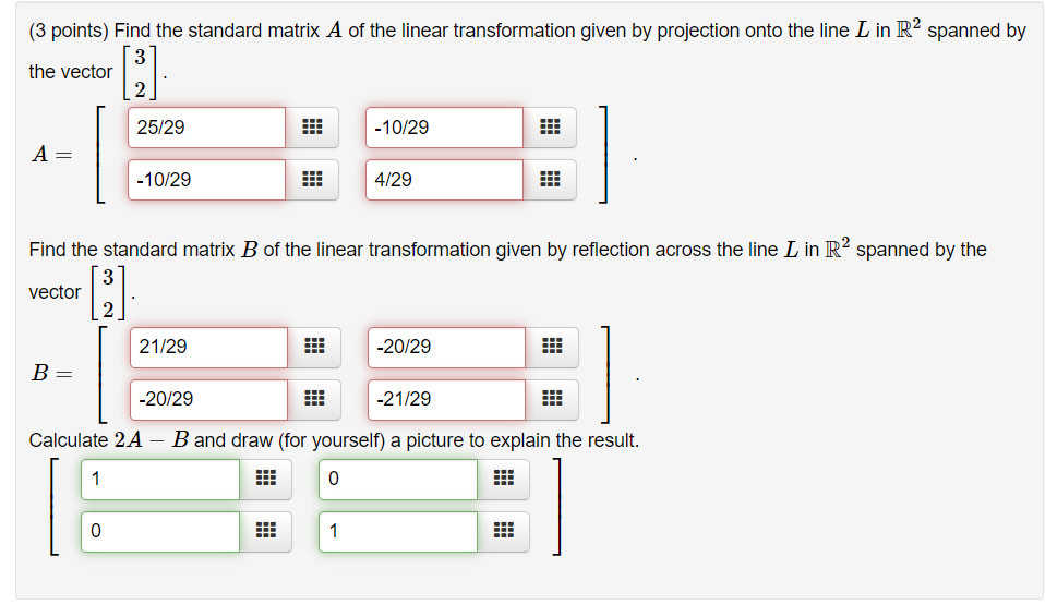 Solved Find the standard matrix AA of the | Chegg.com