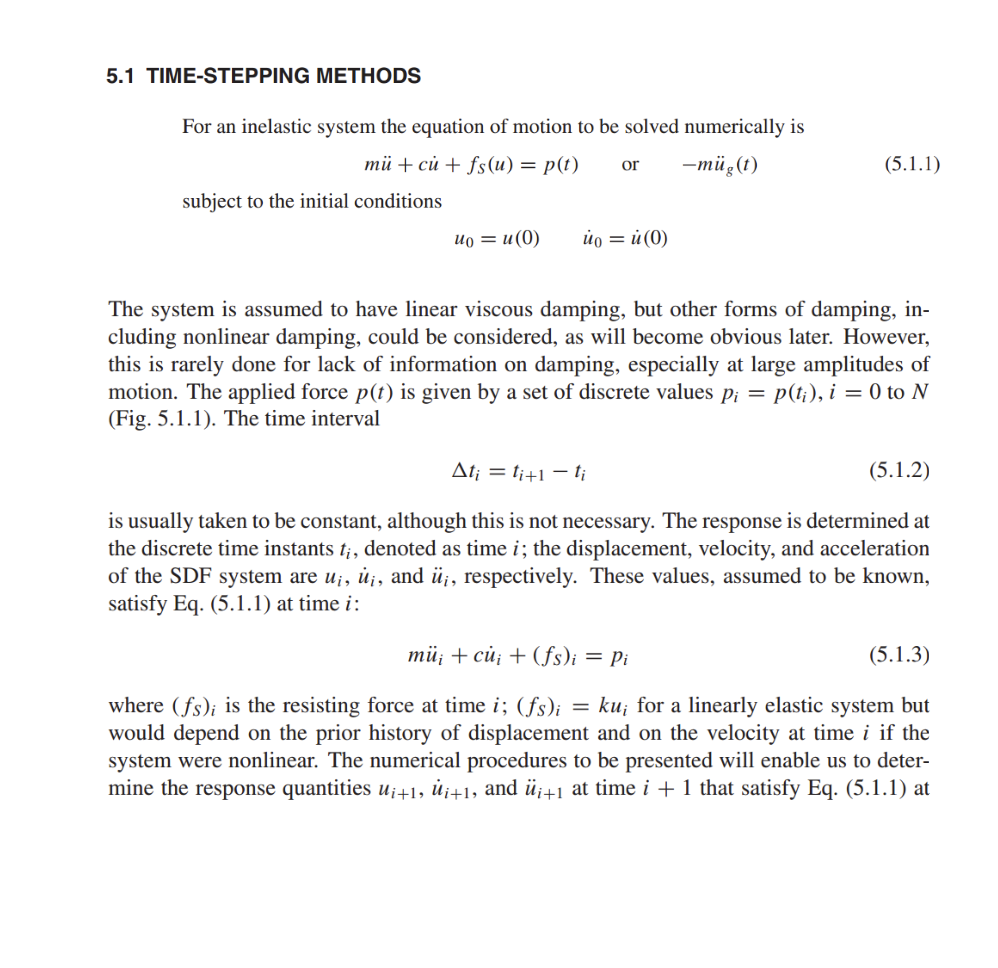 5.1 TIME-STEPPING METHODS For an inelastic system the | Chegg.com