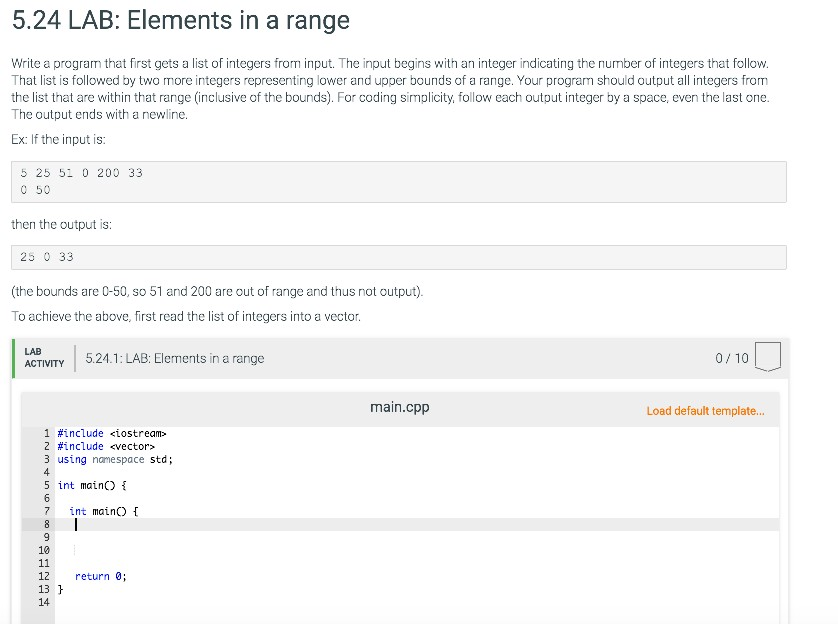 Solved 524 Lab Elements In A Range Write A Program That 