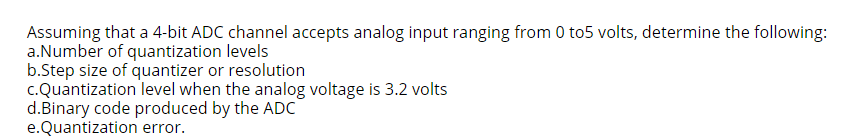 Solved Assuming that a 4-bit ADC channel accepts analog | Chegg.com