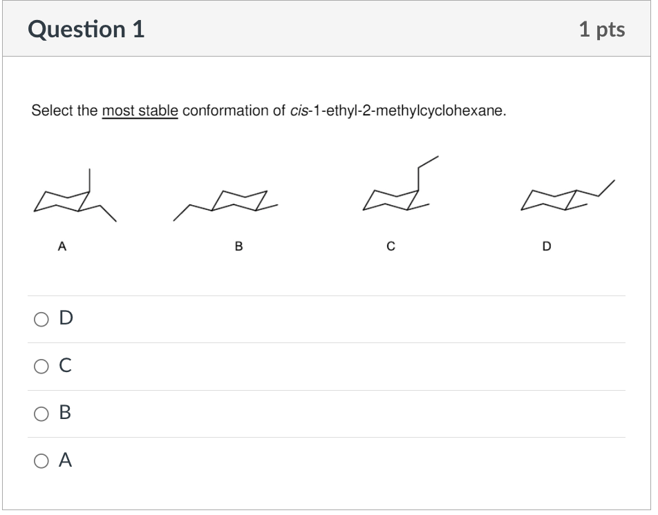 Select the most stable conformation of | Chegg.com