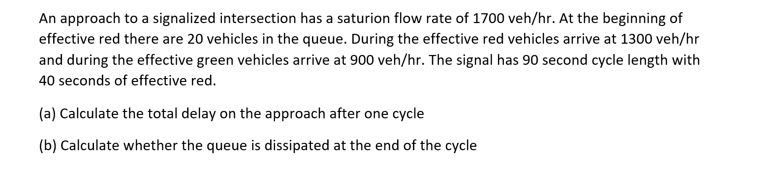 Solved An approach to a signalized intersection has a | Chegg.com