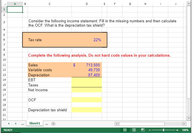 Solved Consider the following income statement. Fill in the | Chegg.com