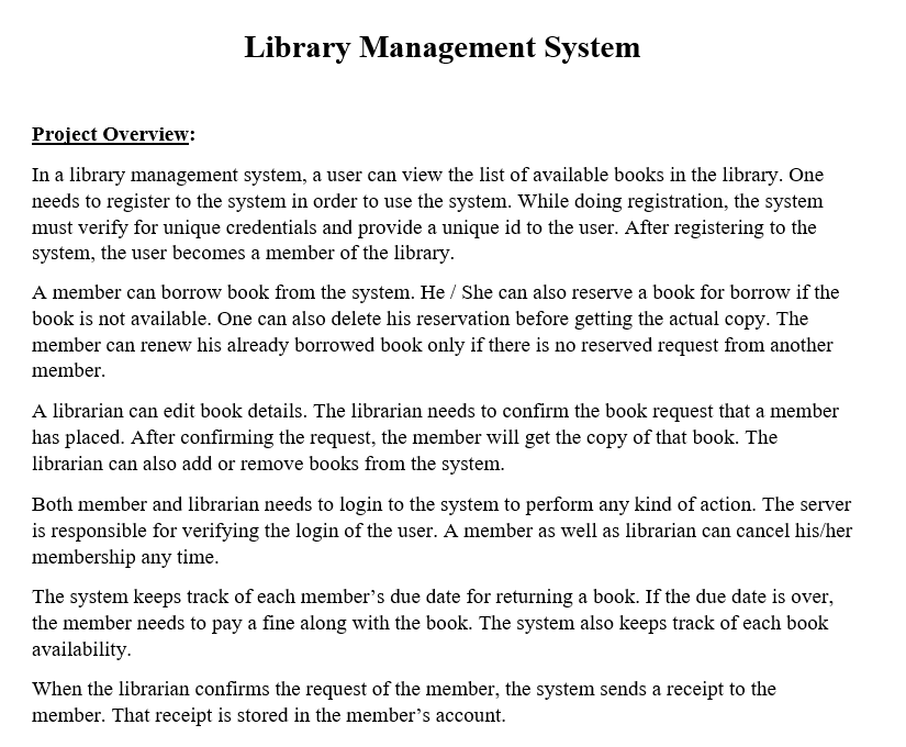 Solved Library Management System Project Overview: In a | Chegg.com