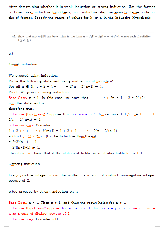 Solved After determining whether it is weak induction or | Chegg.com