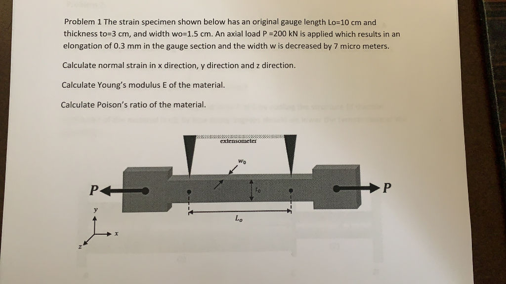 Solved Problem 1 The strain specimen shown below has an | Chegg.com