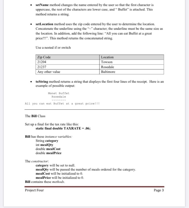 Solved please write the Java codes for the three classes | Chegg.com