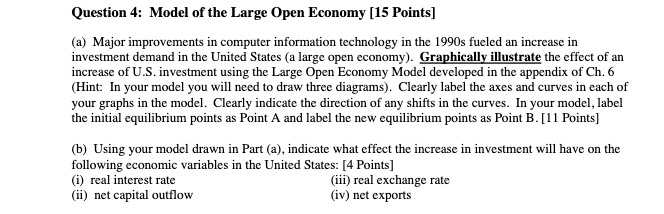 Question 4: Model of the Large Open Economy [15 | Chegg.com