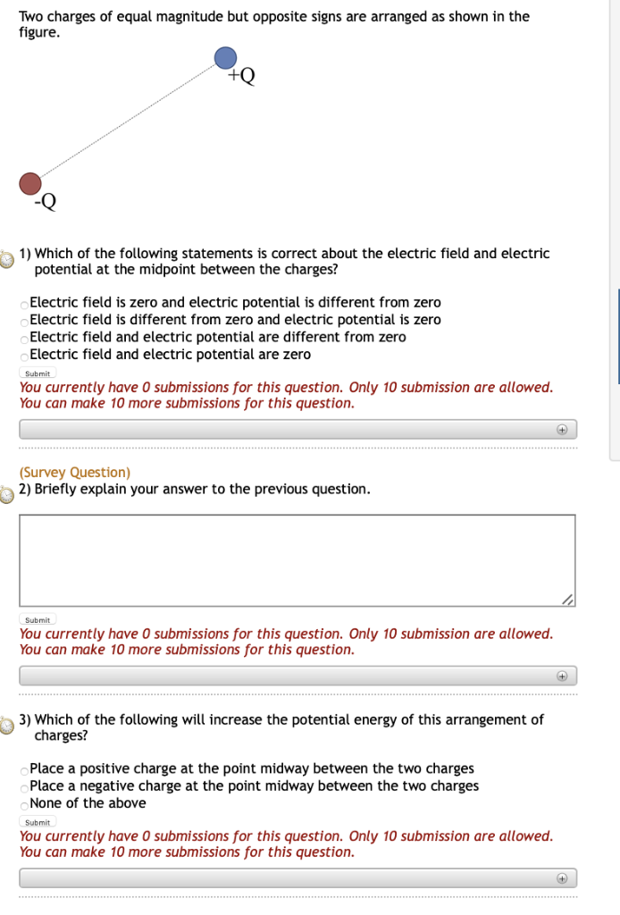Solved Two charges of equal magnitude but opposite signs are | Chegg.com