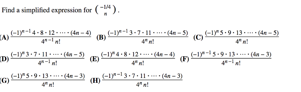 Solved Find a simplified expression for -14) . C-1)"-1 5 . 9 | Chegg.com