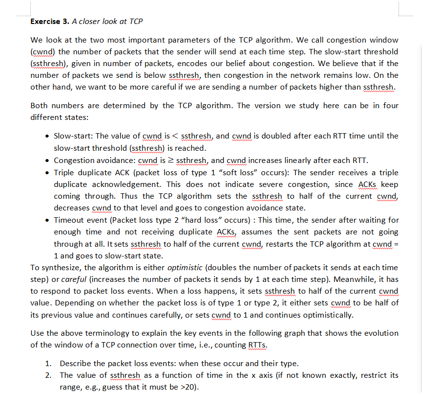 Solved Exercise 3. A closer look at TCP We look at the two | Chegg.com