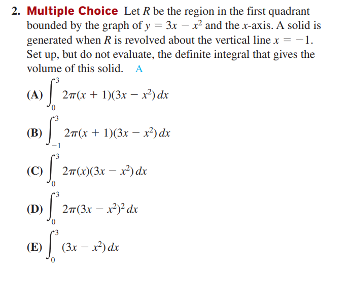 Solved 2. Multiple Choice Let R be the region in the first | Chegg.com