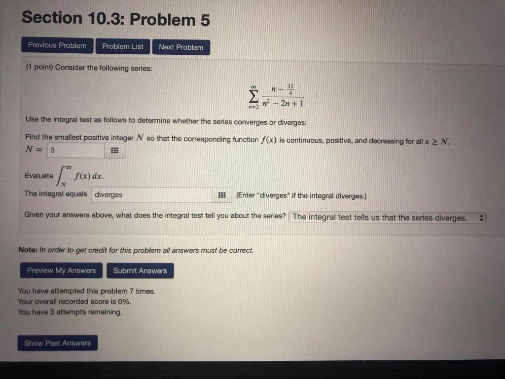 Solved Section 10.3: Problem 10 Previous Problem Problem | Chegg.com