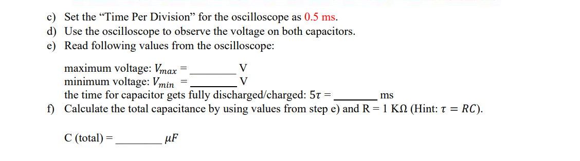 Solved Procedure 1 Vmax= _____ V Vmin=_____ V 5T=______ | Chegg.com