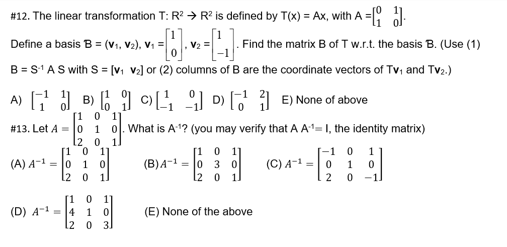 Solved #12. ﻿The linear transformation T:R2→R2 ﻿is defined | Chegg.com