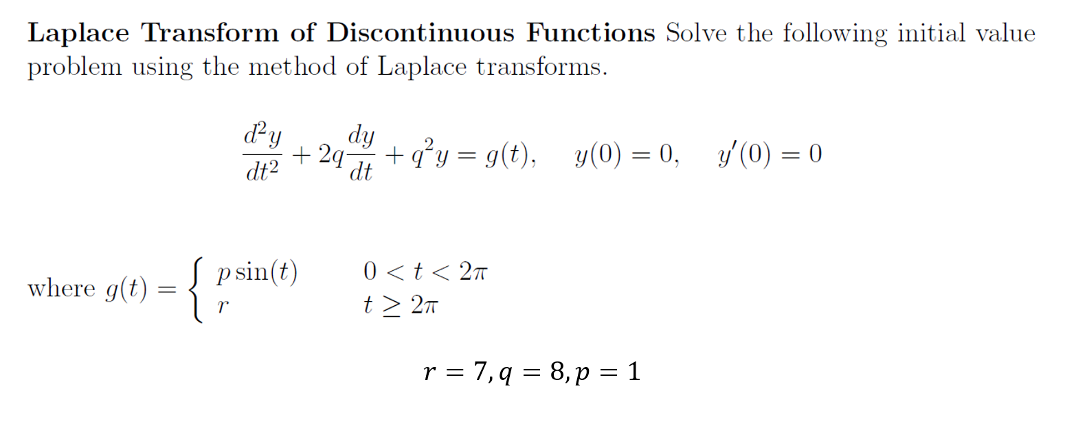Solved Laplace Transform of Discontinuous Functions Solve | Chegg.com