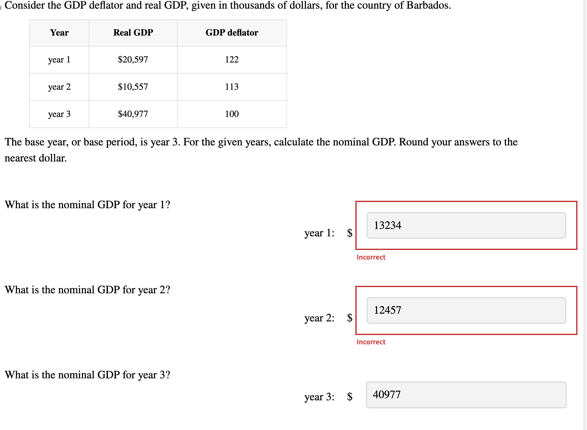 Solved Consider the GDP deflator and real GDP, ﻿given in | Chegg.com