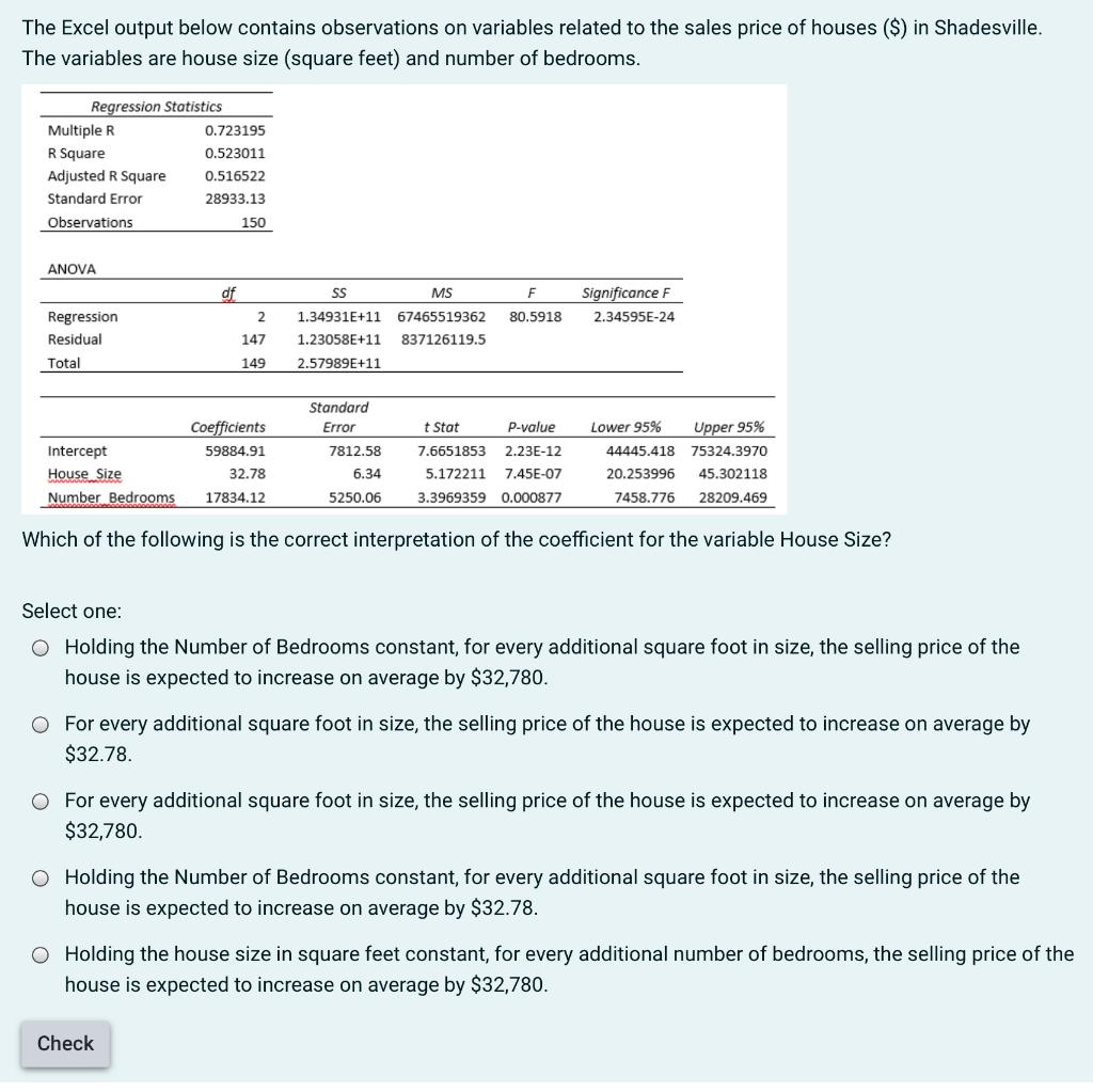 Solved The Excel output below contains observations on | Chegg.com