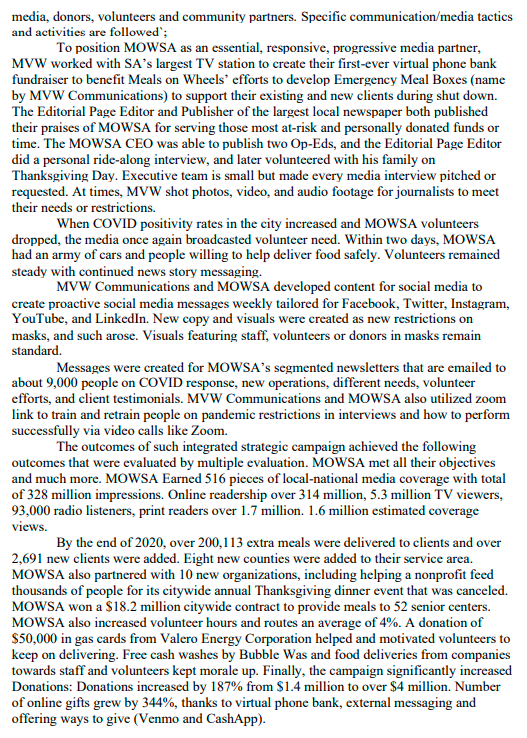 Solved Meals on Wheels San Antonio (MOWSA) : Serving More | Chegg.com