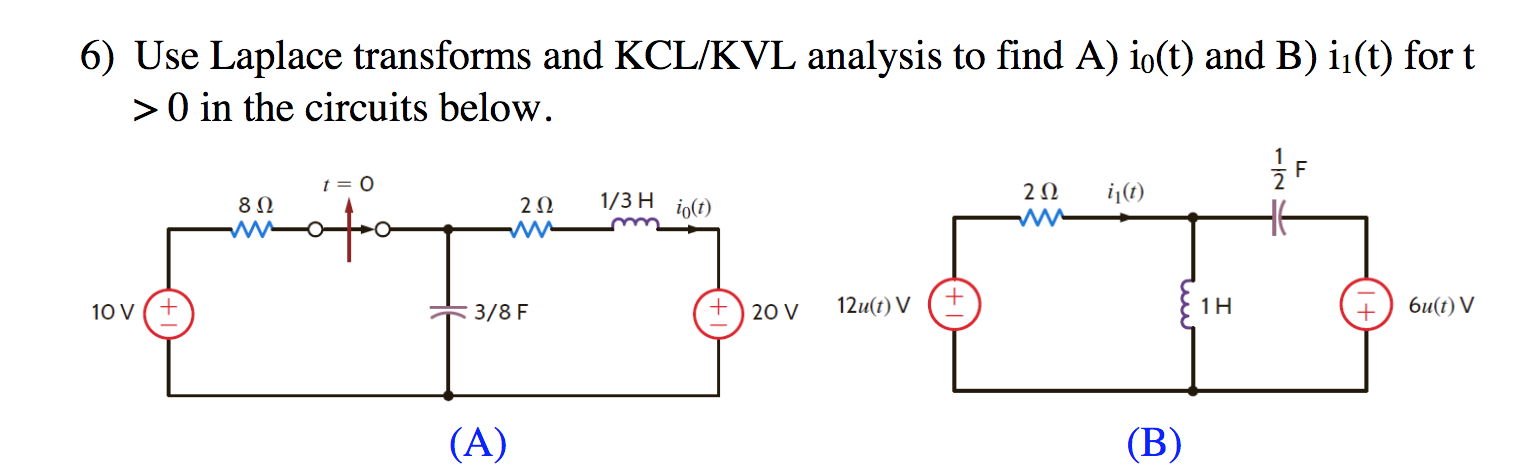 Solved Use Laplace transforms and KCL/KVL analysis to find | Chegg.com