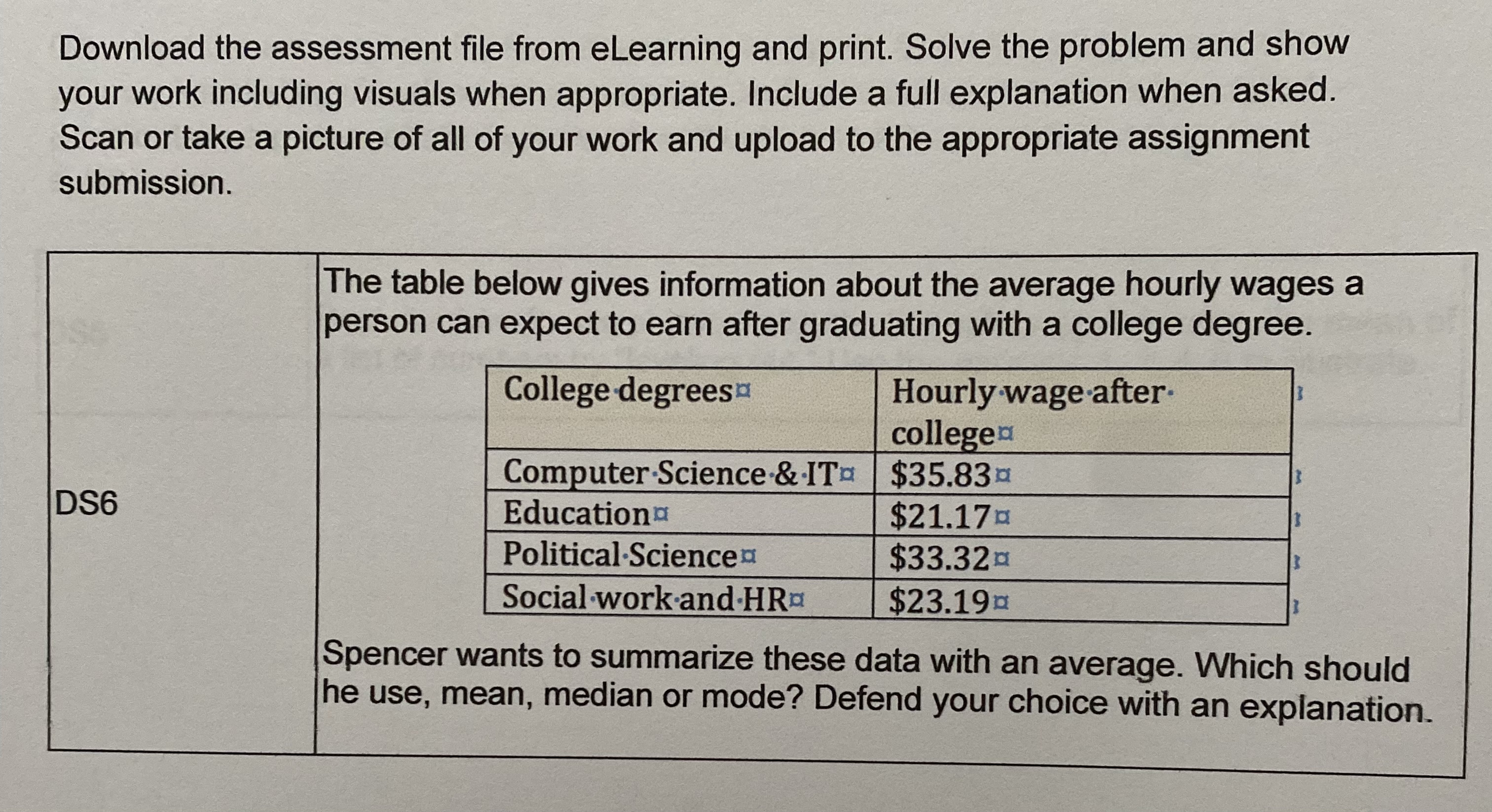 Solved Download the assessment file from eLearning and | Chegg.com