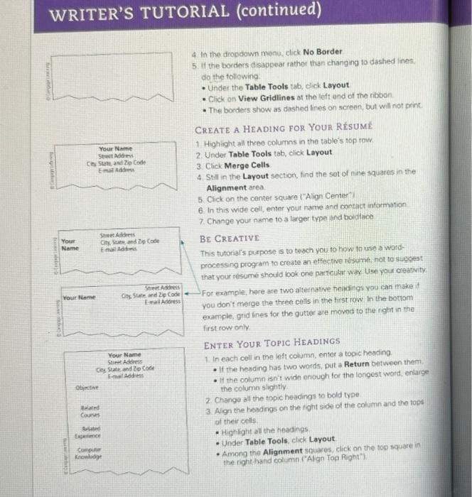 Practice Creating a Resume Shell in MS-Word The | Chegg.com