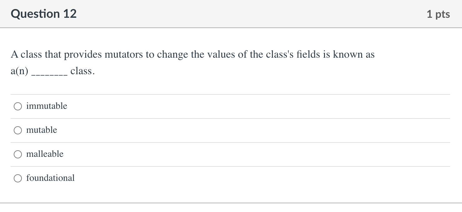 Solved A class that provides mutators to change the values | Chegg.com
