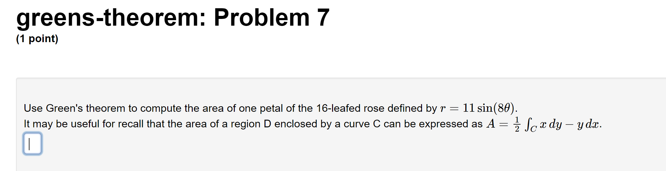 Solved greens-theorem: Problem 7 (1 point) Use Green's | Chegg.com