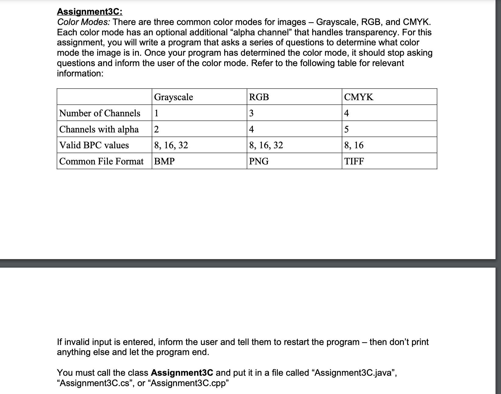 Solved Assignment 3C : Color Modes: There are three common | Chegg.com