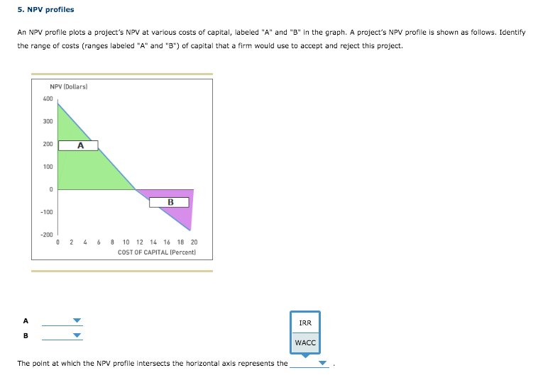 Solved 5. NPV profiles An NPV profile plots a project's NPV | Chegg.com