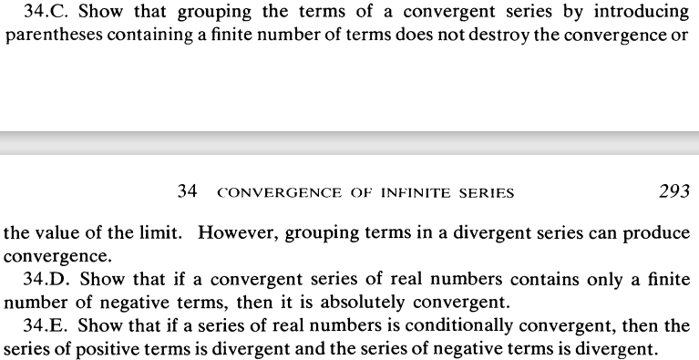 Solved 34.C. Show that grouping the terms of a convergent | Chegg.com