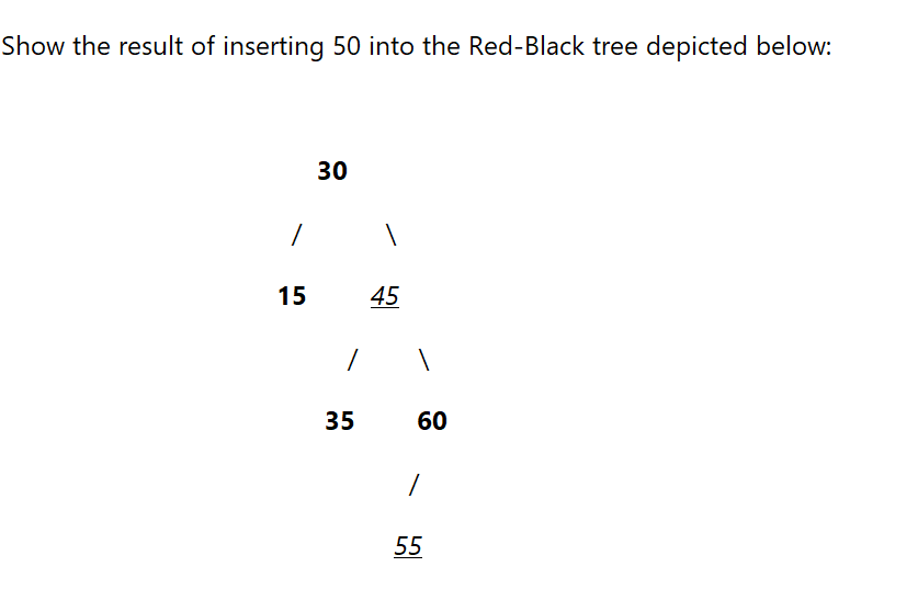 Solved Show the result of inserting 50 into the Red-Black | Chegg.com