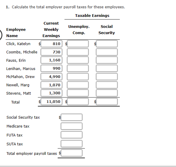 Solved Calculating Payroll Taxes Expense and Preparing | Chegg.com
