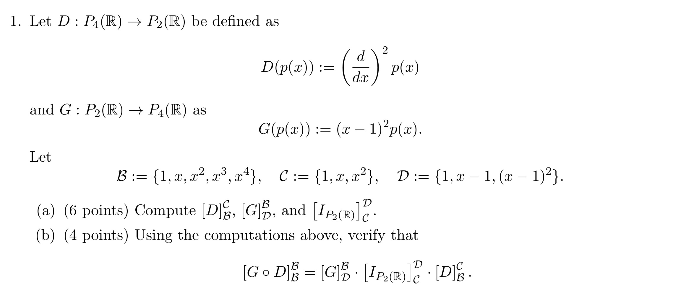 Solved Let D:P4(R)→P2(R) be ﻿defined | Chegg.com