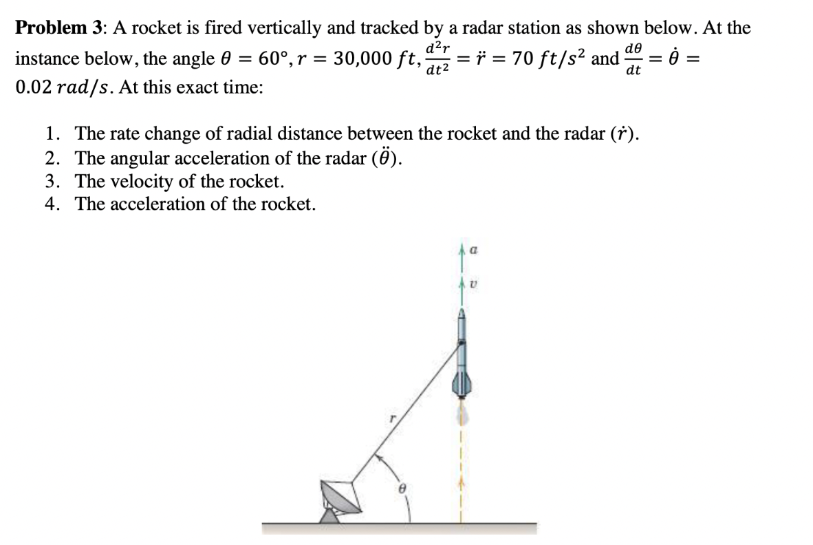Solved Problem 3: A rocket is fired vertically and tracked | Chegg.com