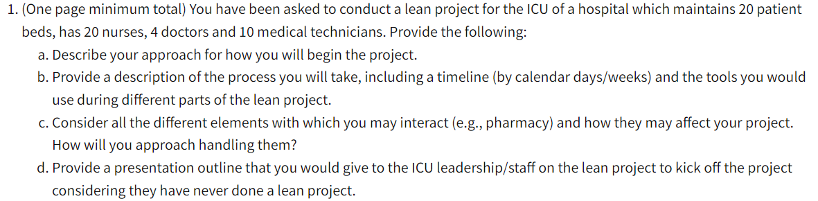 Solved 1. (One page minimum total) You have been asked to | Chegg.com