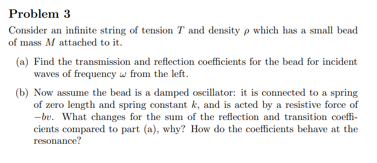 Solved Problem 3 Consider an infinite string of tension T | Chegg.com