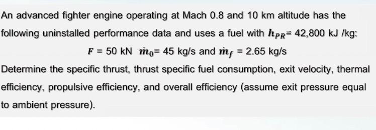 Solved An advanced fighter engine operating at Mach 0.8 and | Chegg.com