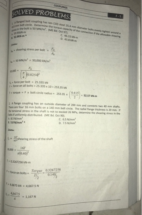Solved Coupling (Machine Design) question 11 | Chegg.com Solved Coupling (Machine Design) question 11 | Chegg.com
