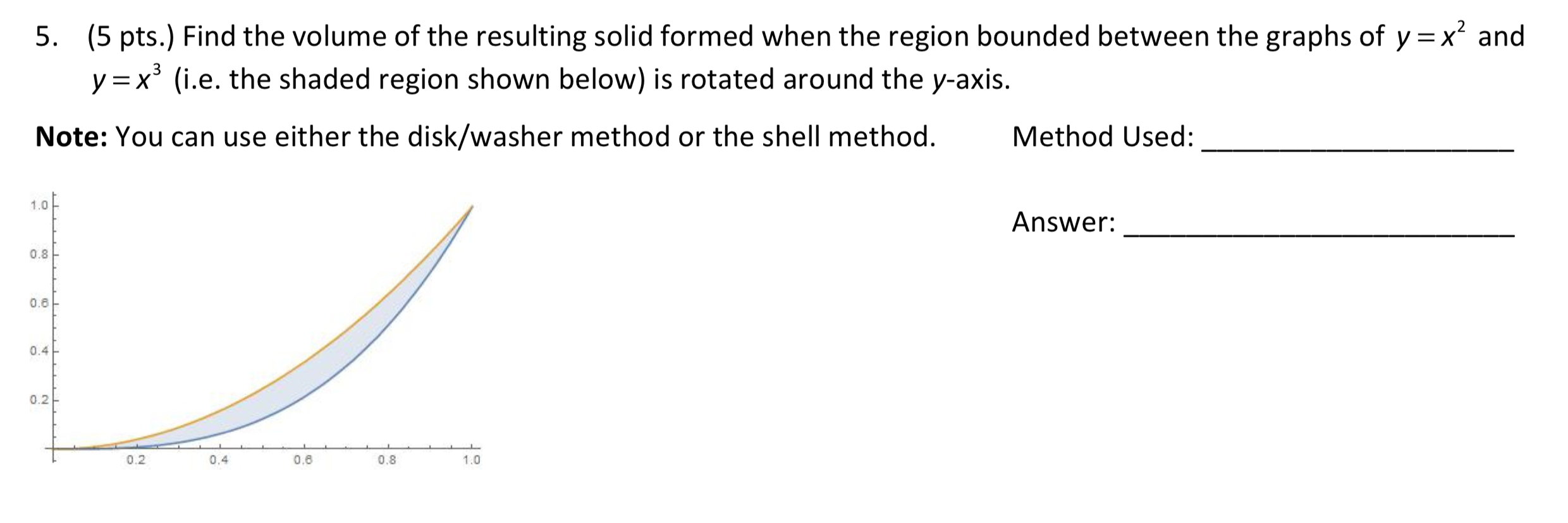 Solved 5. (5 pts.) Find the volume of the resulting solid | Chegg.com Solved 5. (5 pts.) Find the volume of the resulting solid | Chegg.com
