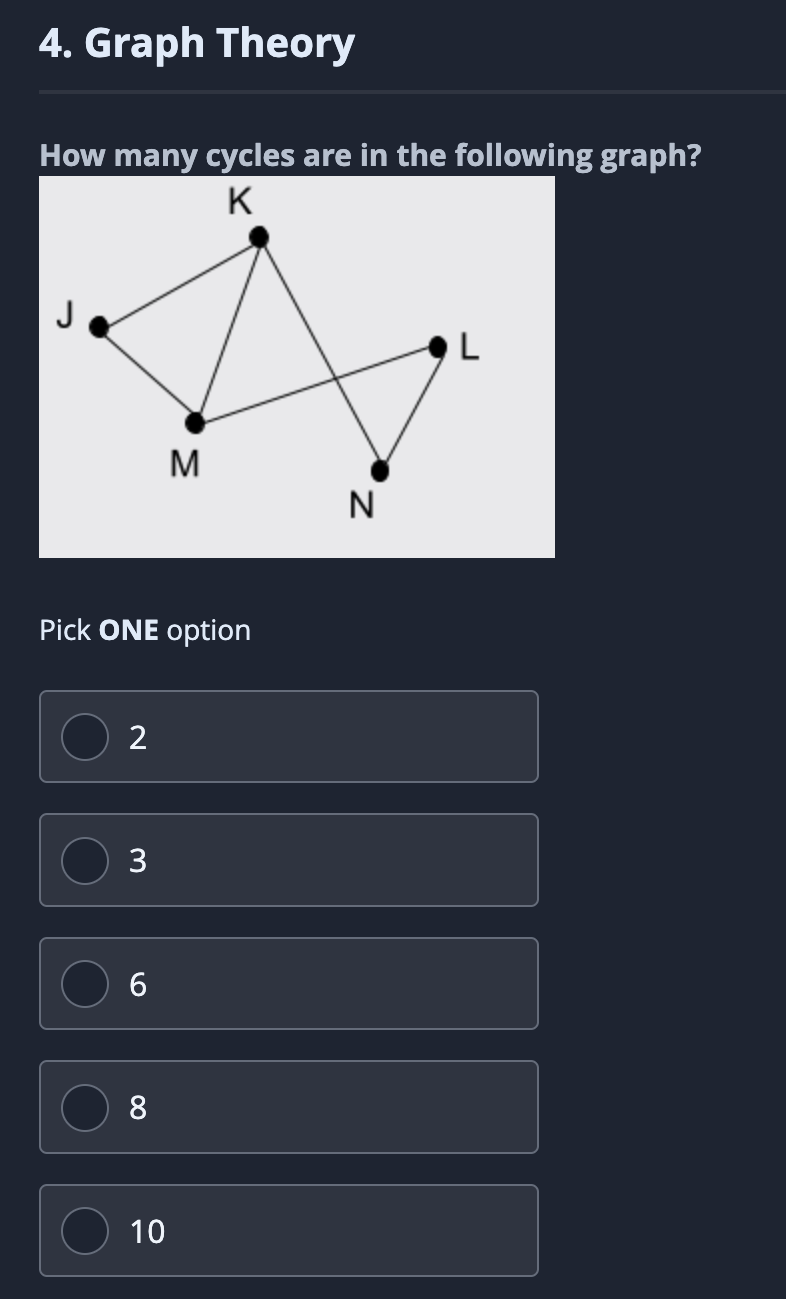Solved 4. Graph Theory How many cycles are in the following | Chegg.com
